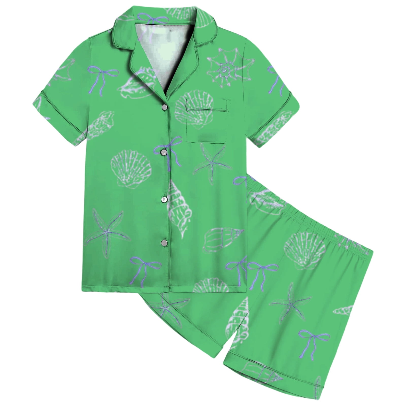 FUZHIQ Button Pajamas for Girls Set Shorts Valentine's Day Kids Short ...