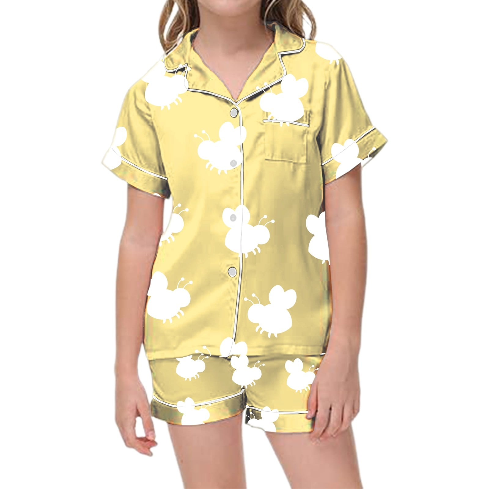 FUZHIQ Cute Pajamas for Kids Girls 10-12 Set with Shorts and Pants Cartoon Print 2 Piece Pjs ...