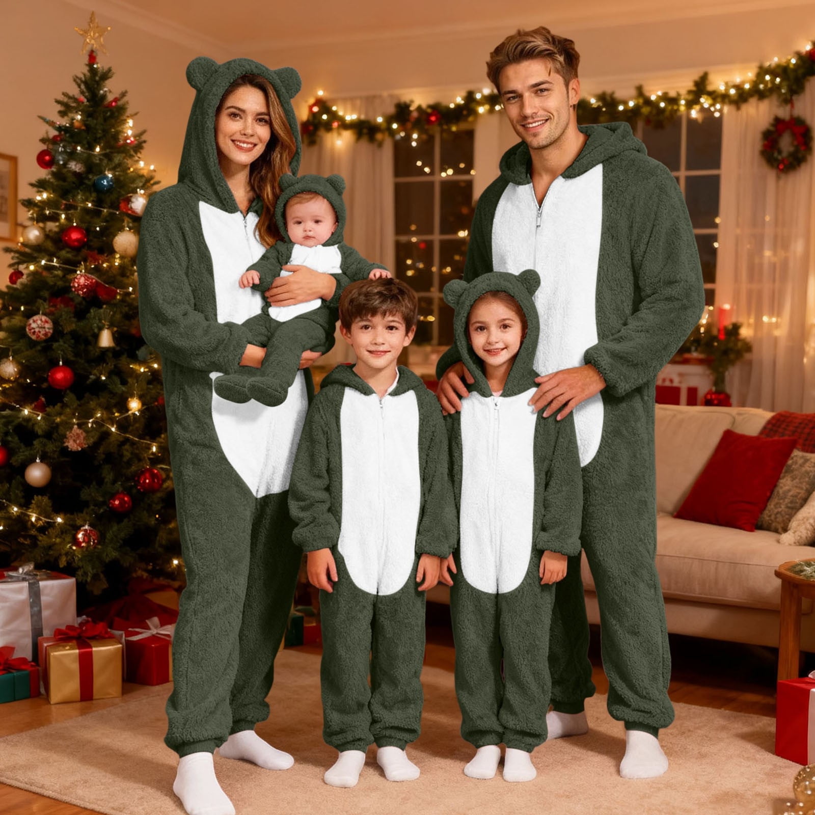 FUZHIQ Family Pajamas Matching Sets Winter Fleece Fuzzy Xmas Pjs Cute ...