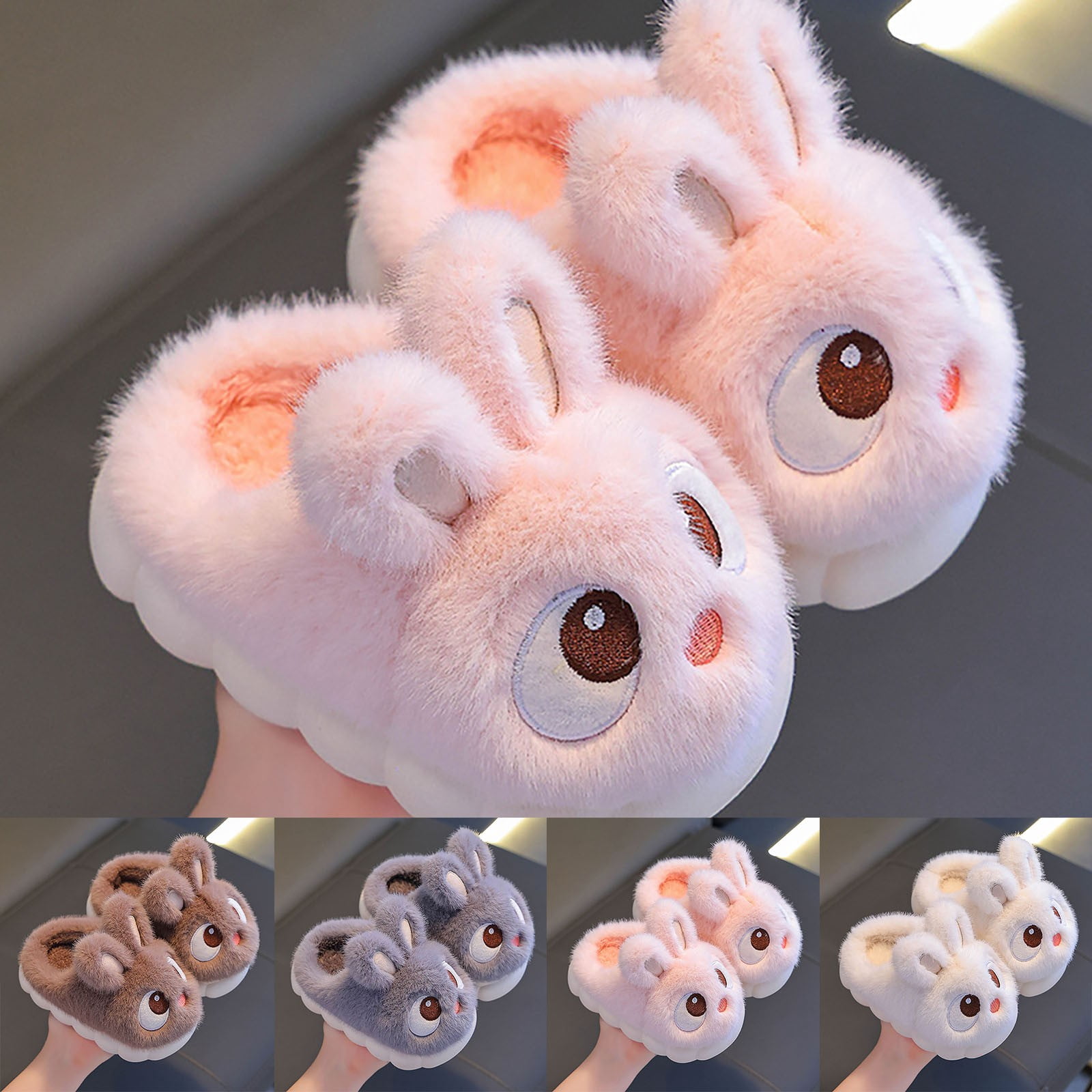 FUZHIQ Girls Boys Slippers Toddler Kids Comfy Fuzzy Non- House Shoes ...