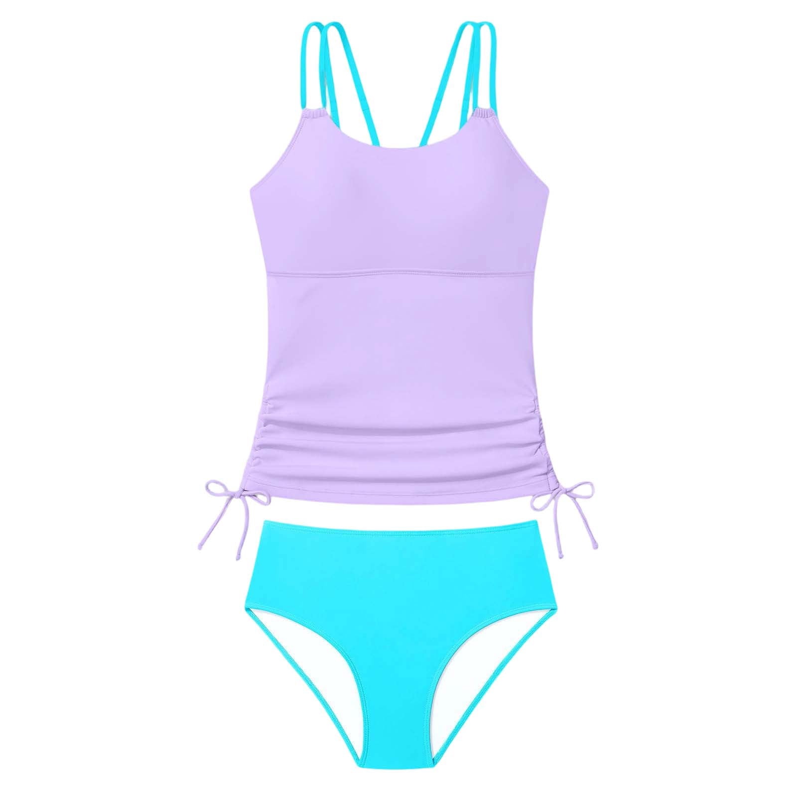 FUZHIQ Girls Tankini Swimsuit Two Piece Swimsuits Bathing Suit Girls ...