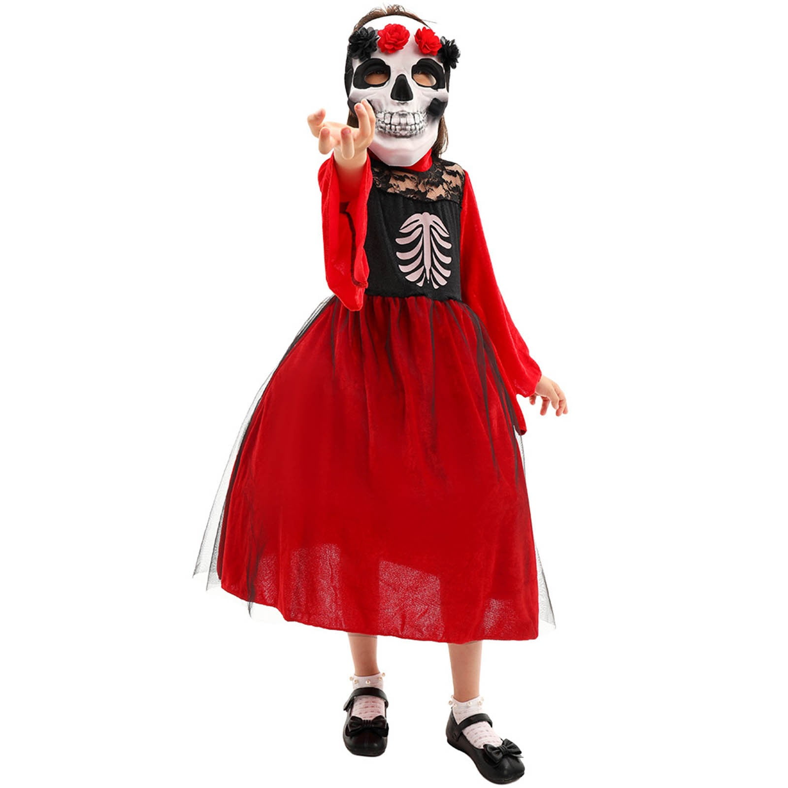 FUZHIQ Gothic Elegant Lace Ruffled Collar Festival Party Dress Stage ...