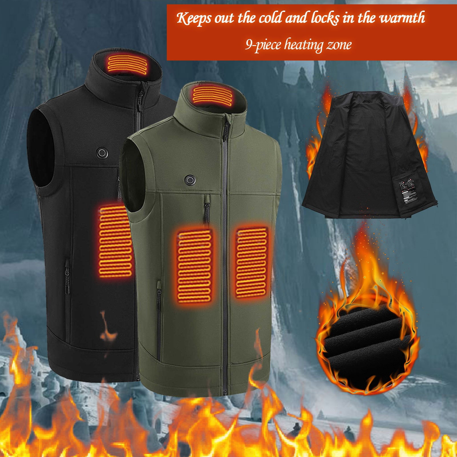 FUZHIQ Heated Vest Coat with Battery Pack Lightweight Heated Jacket ...
