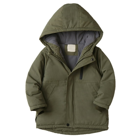 FUZHIQ Kids Boys Girls Winter Thicken Coat Solid Hooded Jacket Toddler Windproof Thick Warm ...