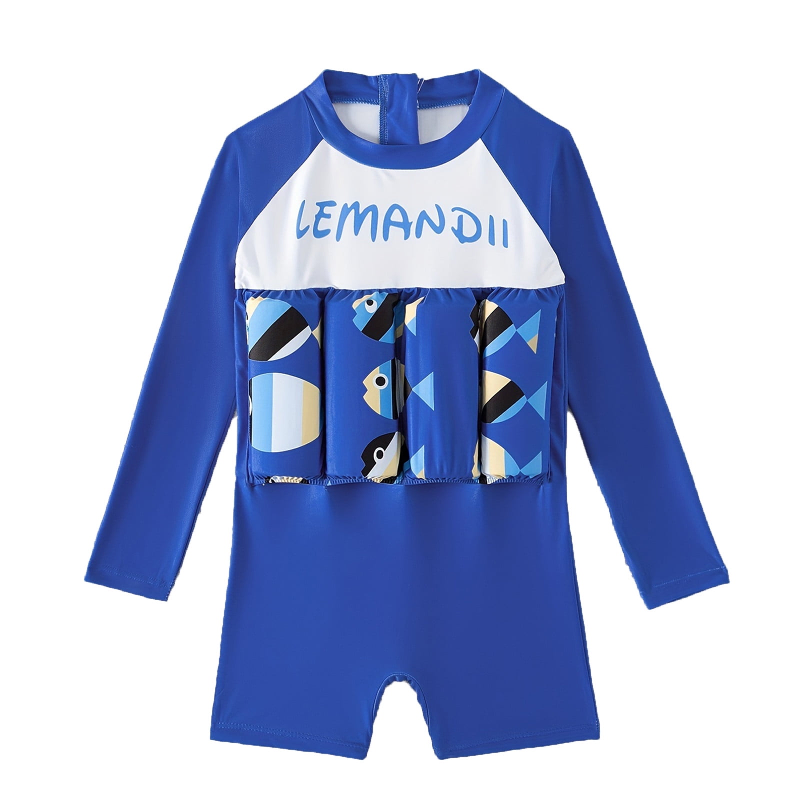 FUZHIQ Kids Floatation Swimsuits Boys Girls One Piece Float Suit Short Sleeve Swim Vest Zip up ...