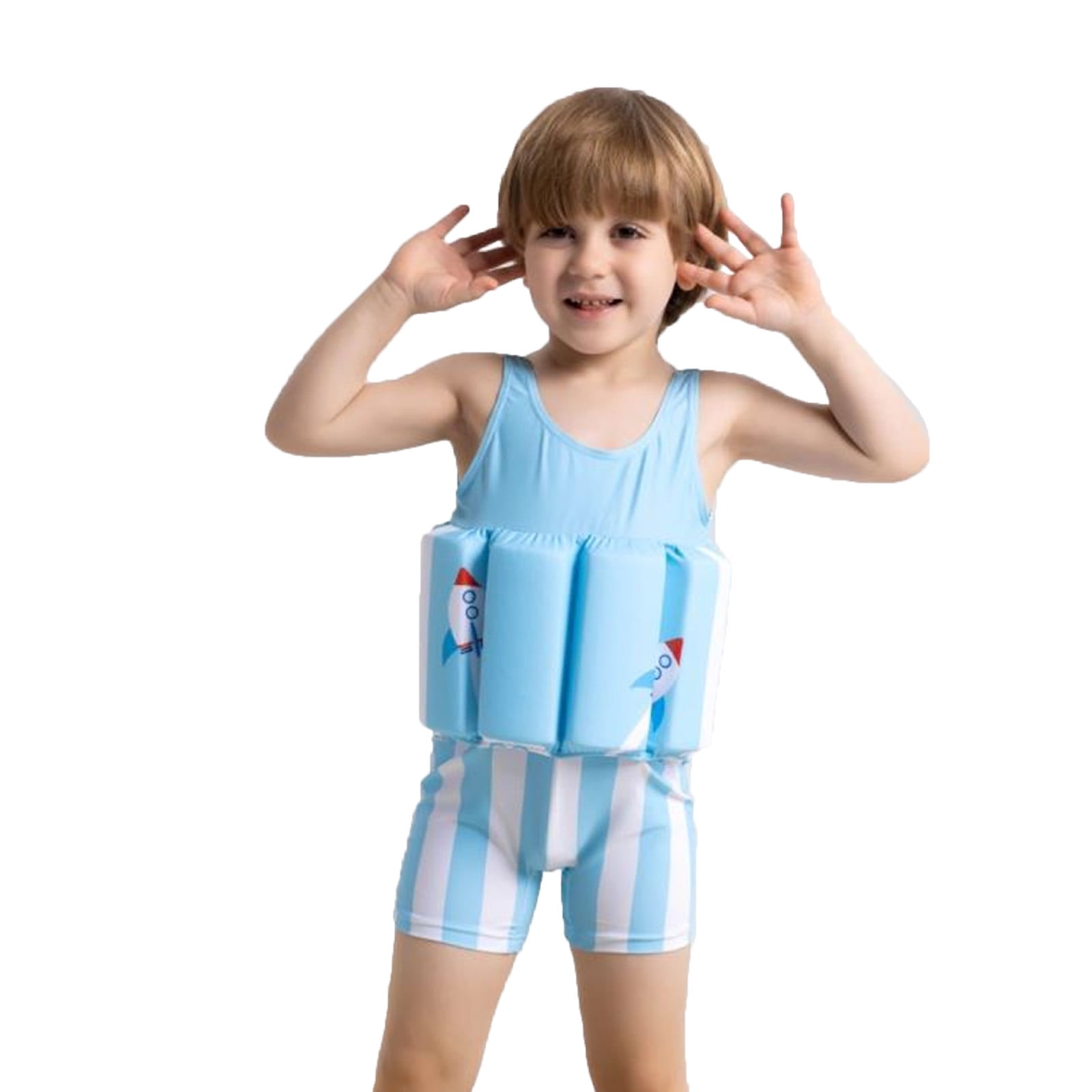 FUZHIQ Kids Floatation Swimsuits Boys Girls One Piece Float Suit Short Sleeve Swim Vest Zip up ...