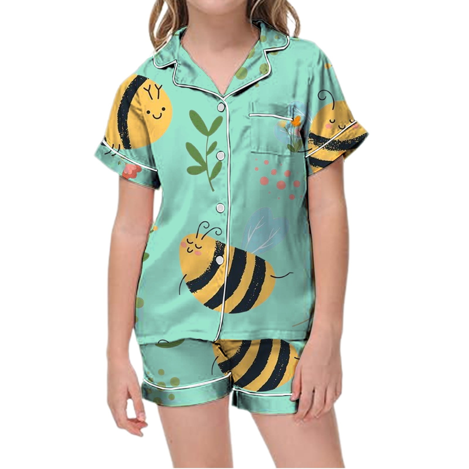 FUZHIQ Kids Pajamas Shorts Set Boys DIY Hand Painted 2 Piece Pjs Button Down Short Sleeve Shirts ...
