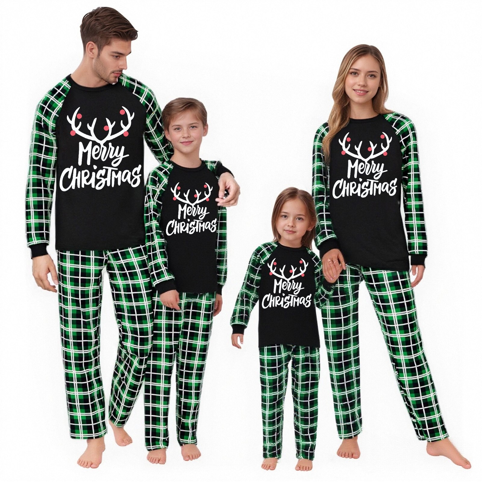 FUZHIQ Matching Family Christmas Outfit Buffalo Checked Cute Christmas ...
