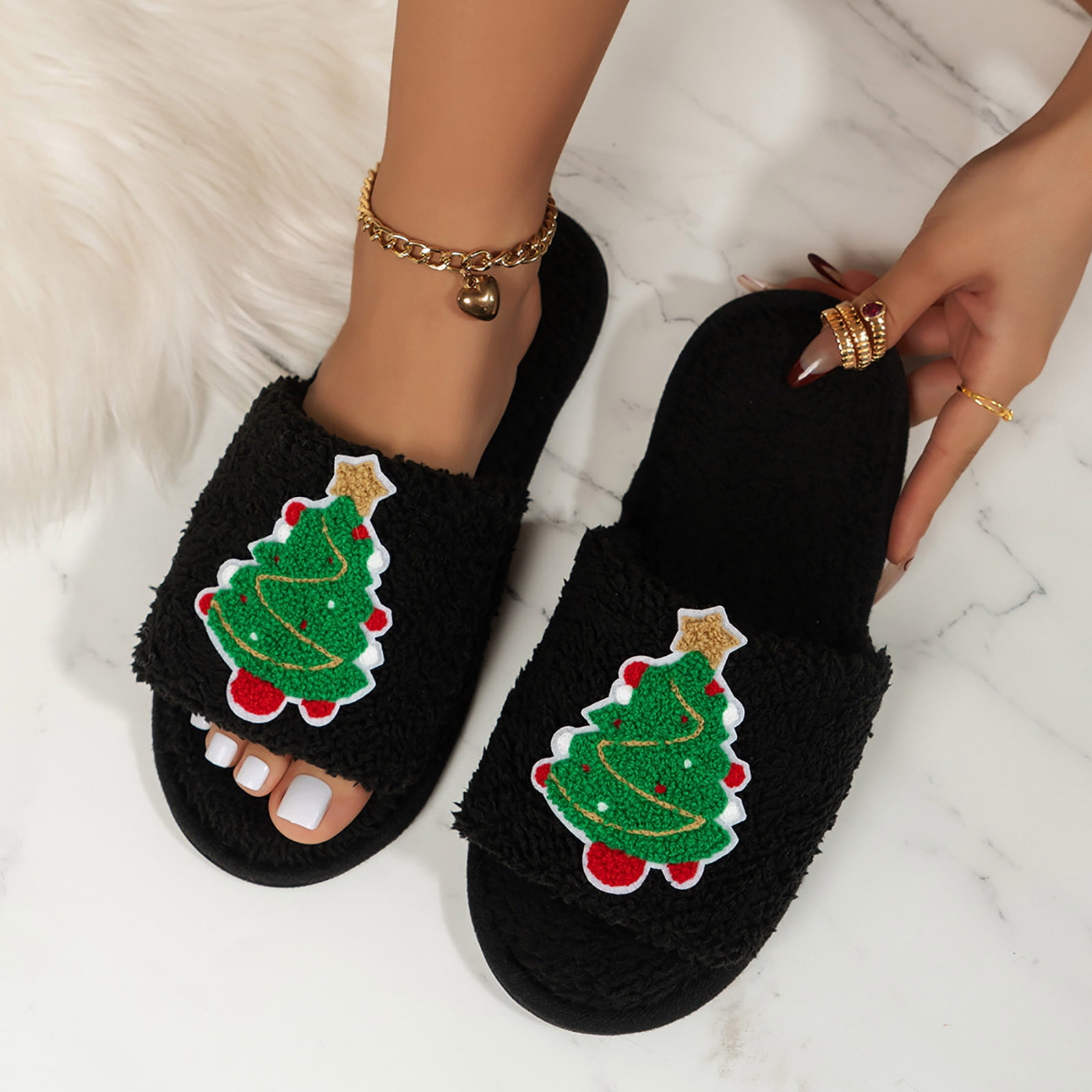 FUZHIQ Mens Fuzzy Slippers Retro Memory Foam Cartoon Comfort Slipper ...