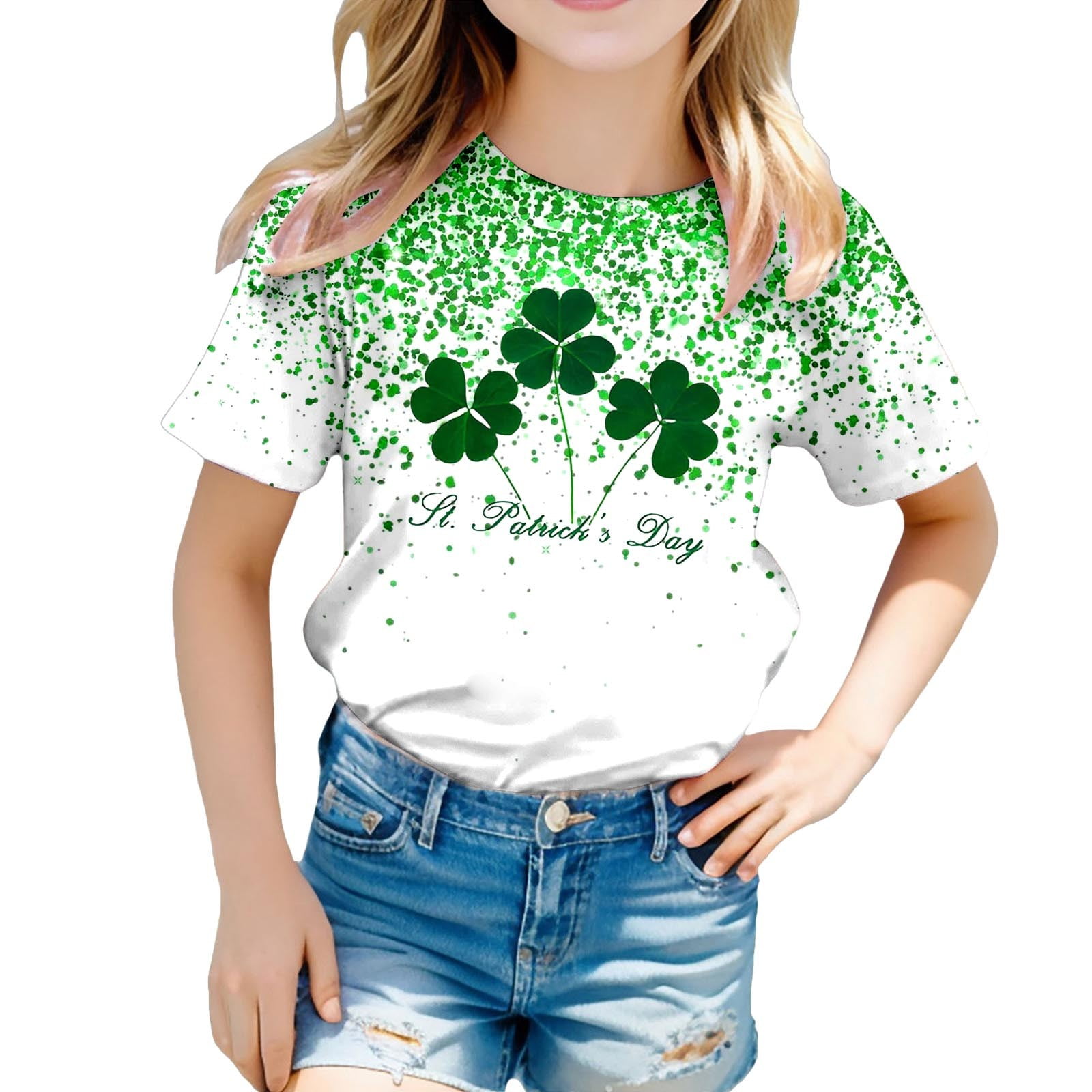 FUZHIQ St. Patrick's Day Shirts for Kid Funny Irish Clover Pattys Short ...