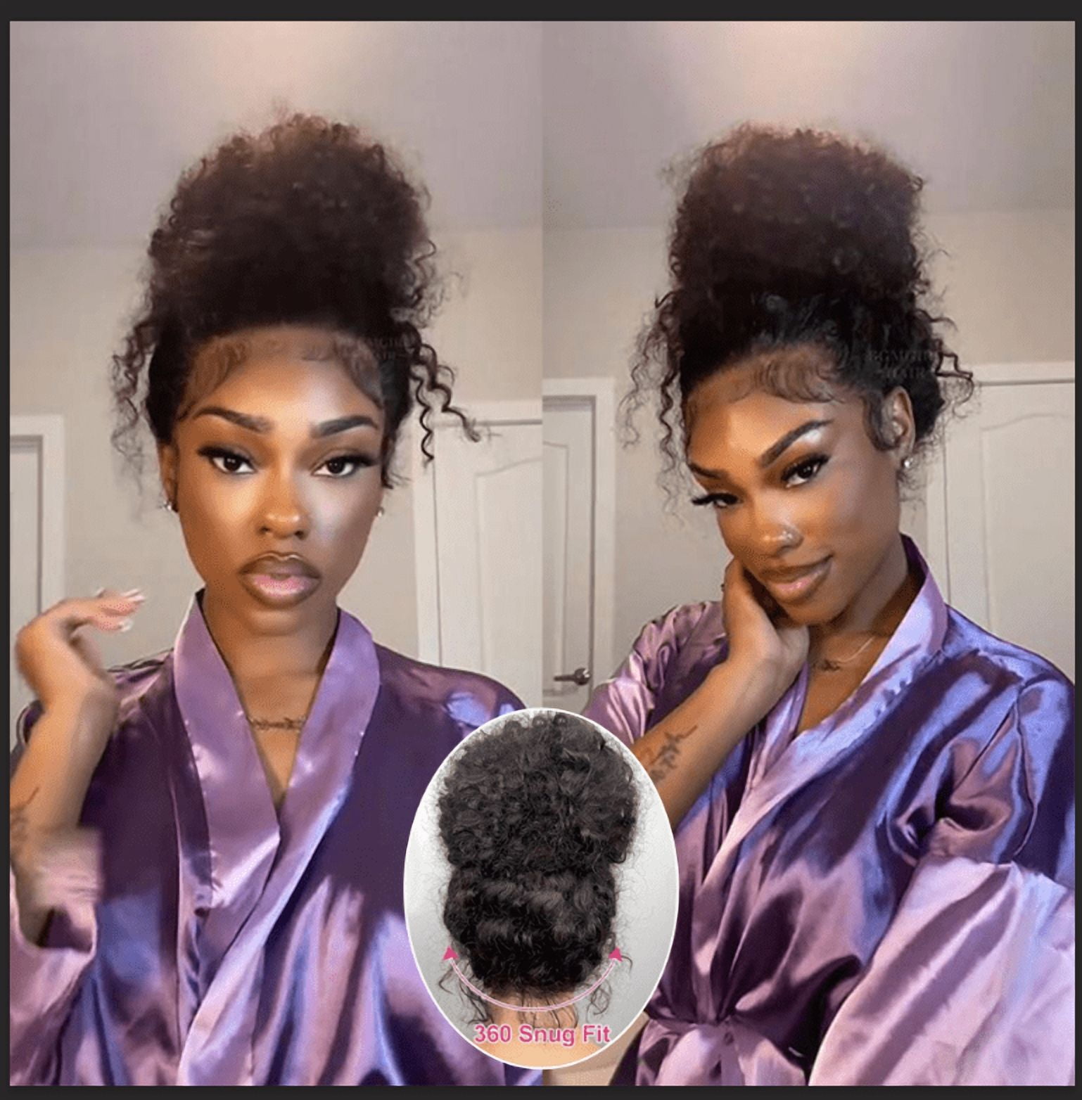 FUZILIN 360 Full Lace Wig Pre-Plucked HD Frontal Deep Wave 220 Density ...