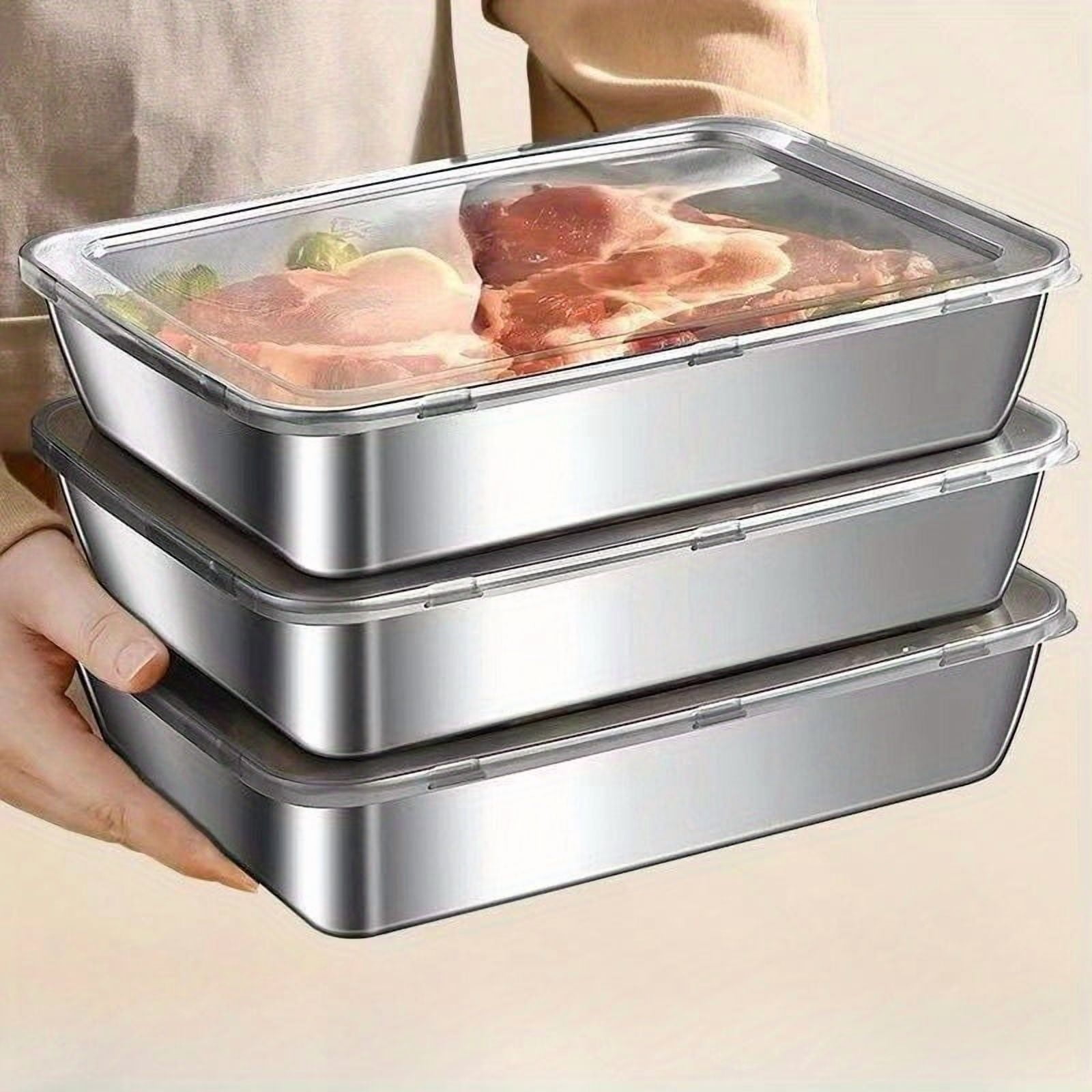 FUZILIN Buy 2 Get 1 Free 3-Piece Stainless Steel Food Storage ...