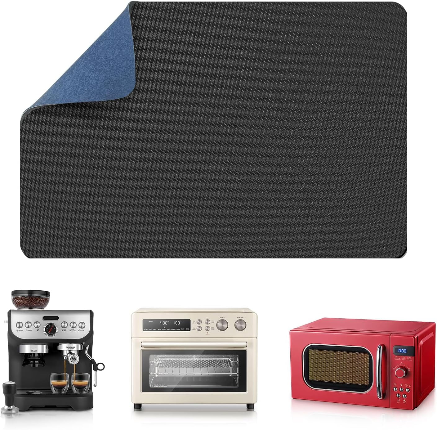 FUZILIN Gray 14"x10" Appliance Slider Mat - 360° Rotating Heat-Resistant Base Tray for Stand ...