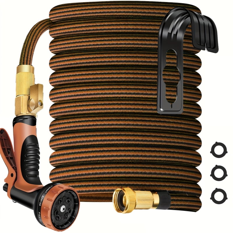 FUZILIN Heavy-Duty Rubber Garden Hose 25/50/75/100/150ft with 3/4" Solid Brass Fittings for ...