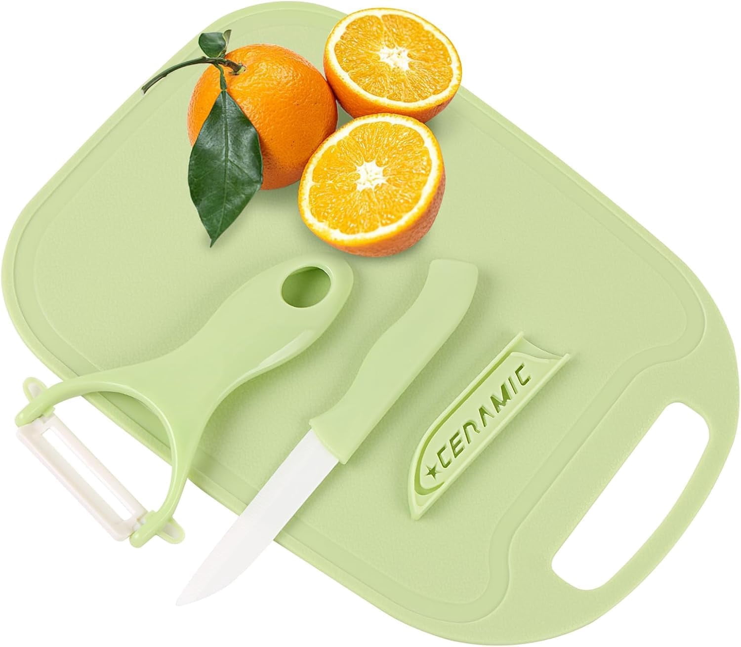 FUZILIN Pink 3-in-1 Compact Travel Kitchen Set - Ceramic Peeler, Fruit ...