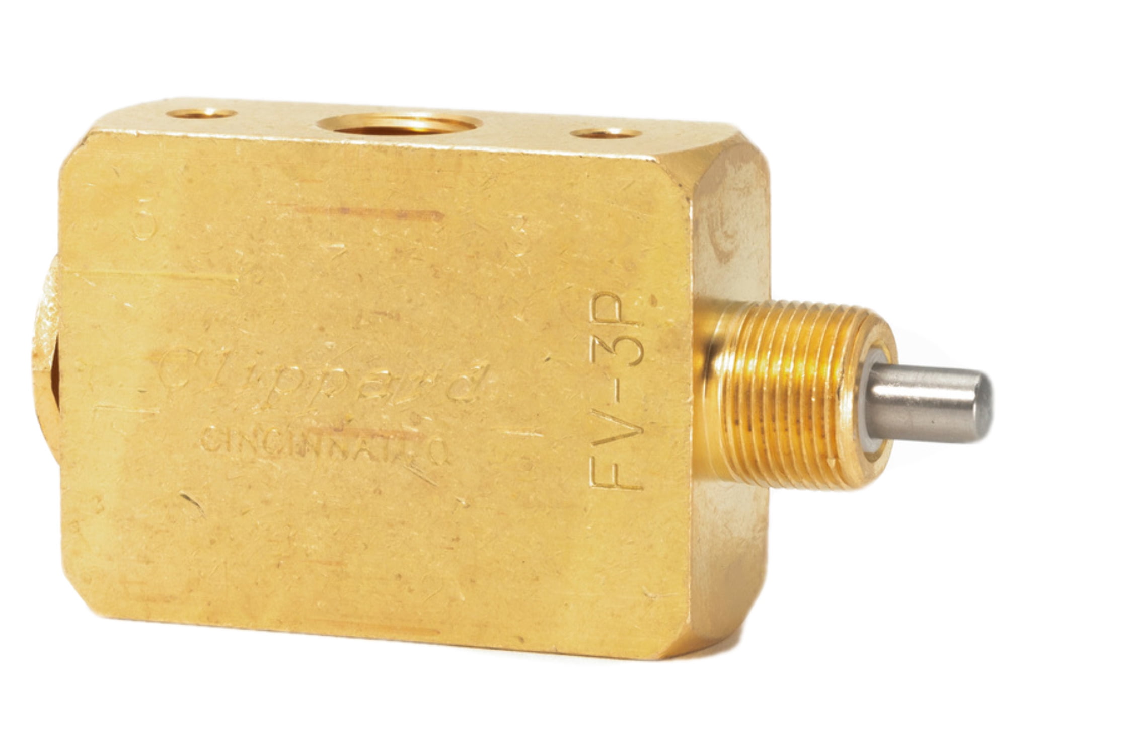 FV-3P Plunger Actuated Spring Return Valve, 1/8 NPT 3-Way Spool ...