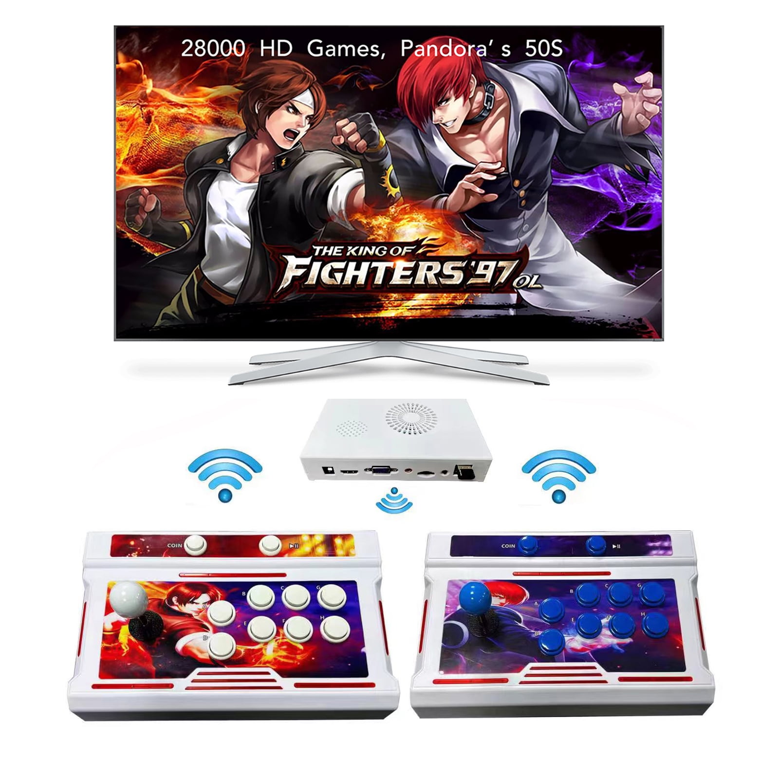 FVBADE Bluetooth Arcade Game Console with 28000 Game, 2 Controller ...