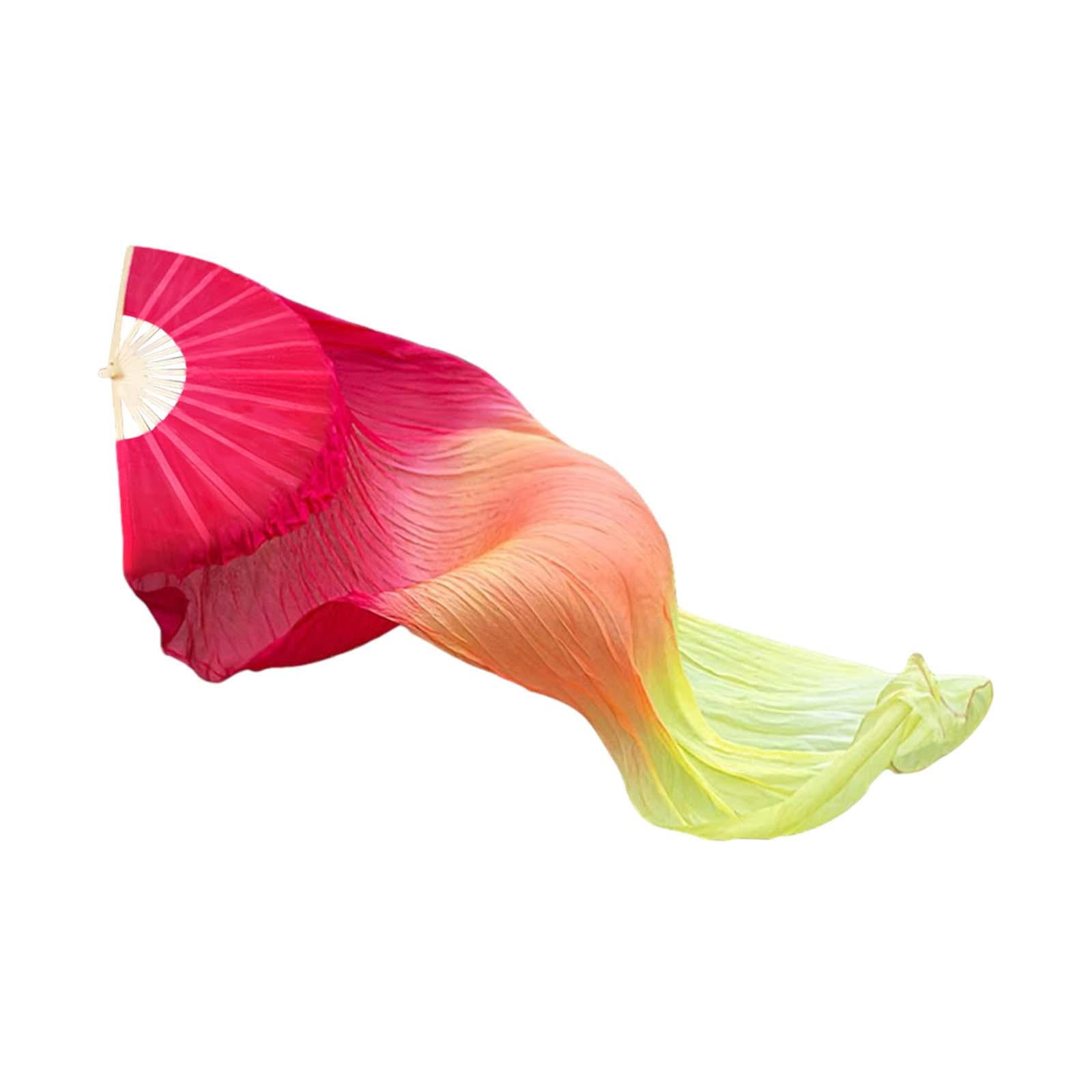 FVDPWYE Belly Dance Faux Silk Veil Fan Colorful Worship Dance Line ...