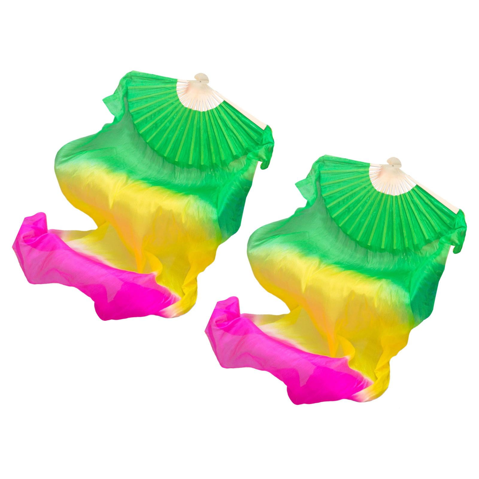 FVDPWYE Belly Dance Silk Veil Fans Women Girls Long Folding Fans for ...