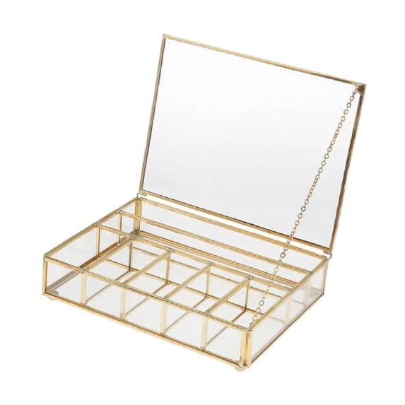 FVDPWYE Glass Jewelry Box Jewelry Organizer Decor Protective Clear ...