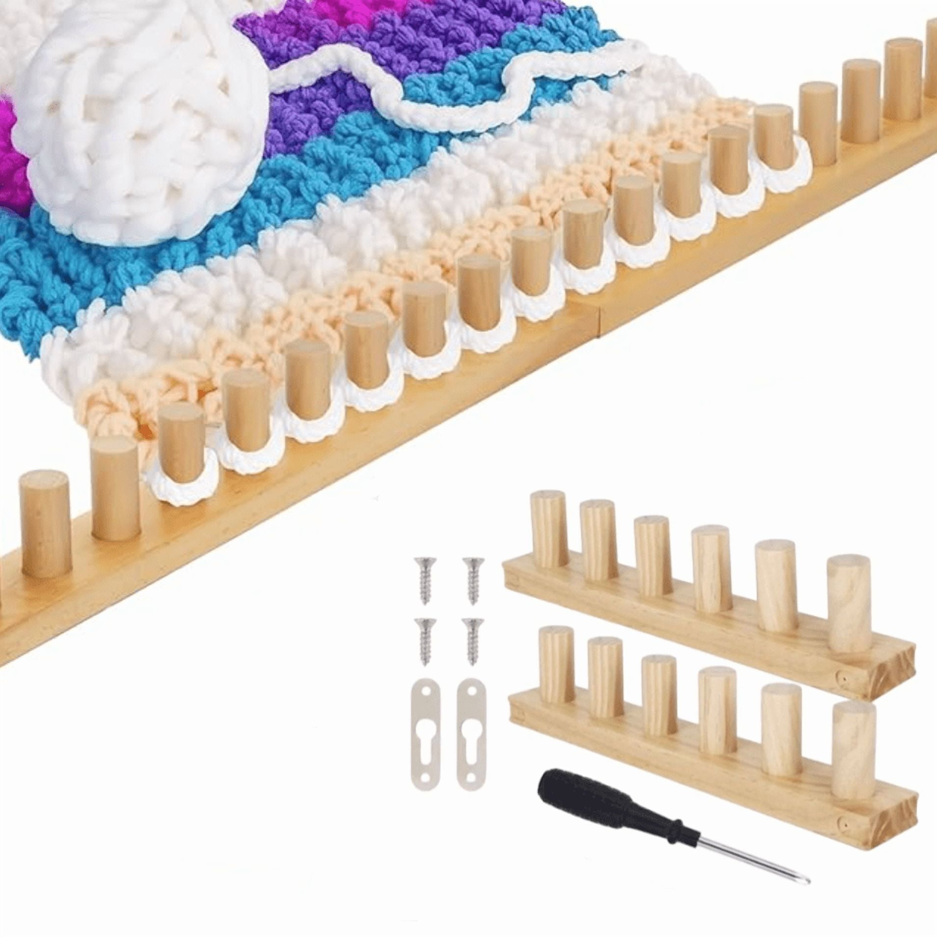 FVDPWYE Wooden Knitting Loom Kit Bulky Blanket Loom Easy to Use Sturdy ...