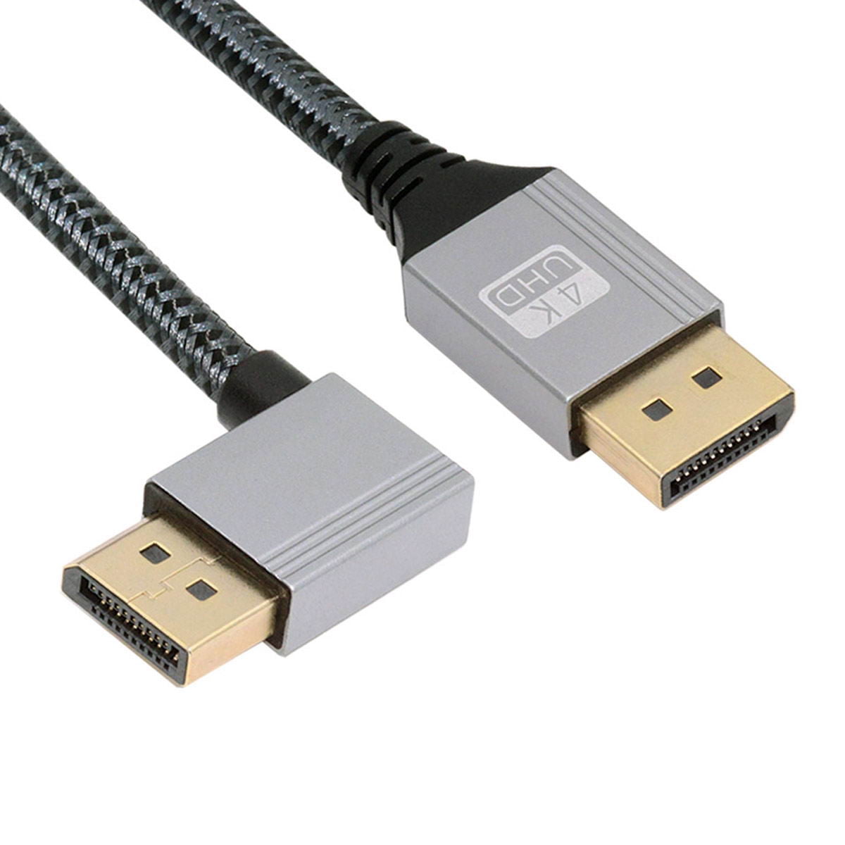 FVH 100cm Left Angled DisplayPort DP to DP Cable 4K 60hz Cable Silver ...