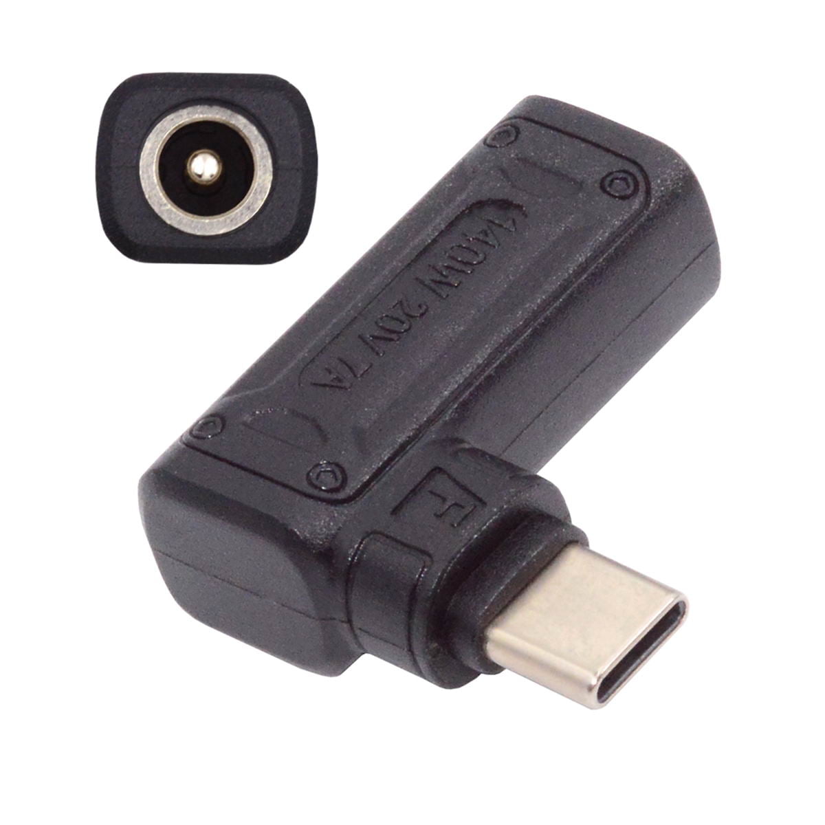 FVH 140W 100W DC Jack 5.5x2.5mm Input to USB-C Type-C Angled 90 Degree ...