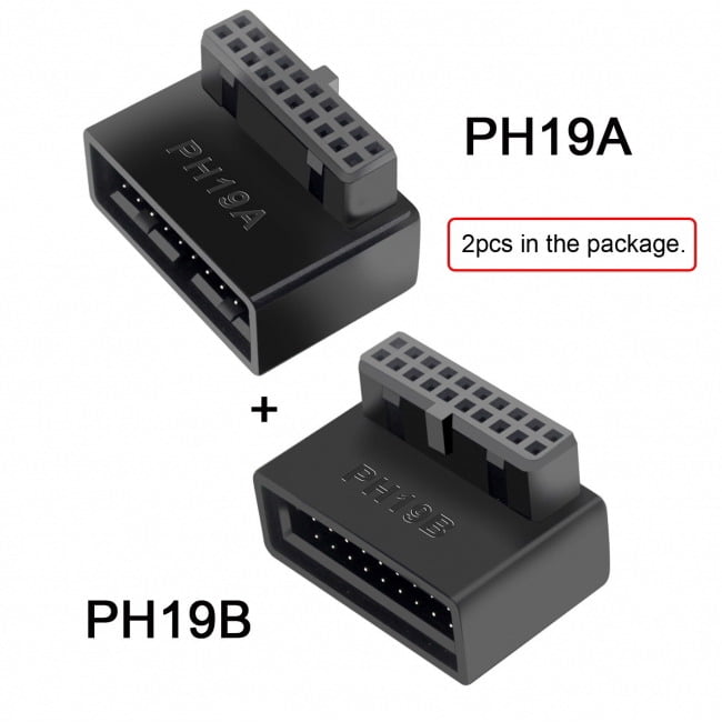 FVH 1Set USB 3.0 20pin Male to Female Extension Adapter Up Down Angled ...