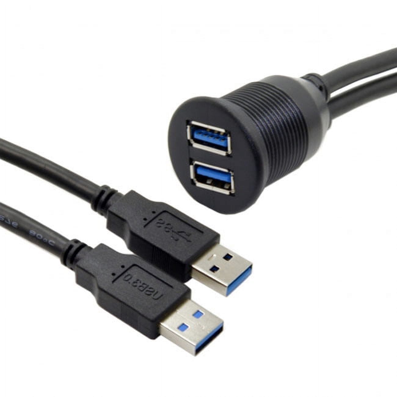 FVH 1m Waterproof Dual USB 3.0 Extension AUX Flush Mount Car Mount ...