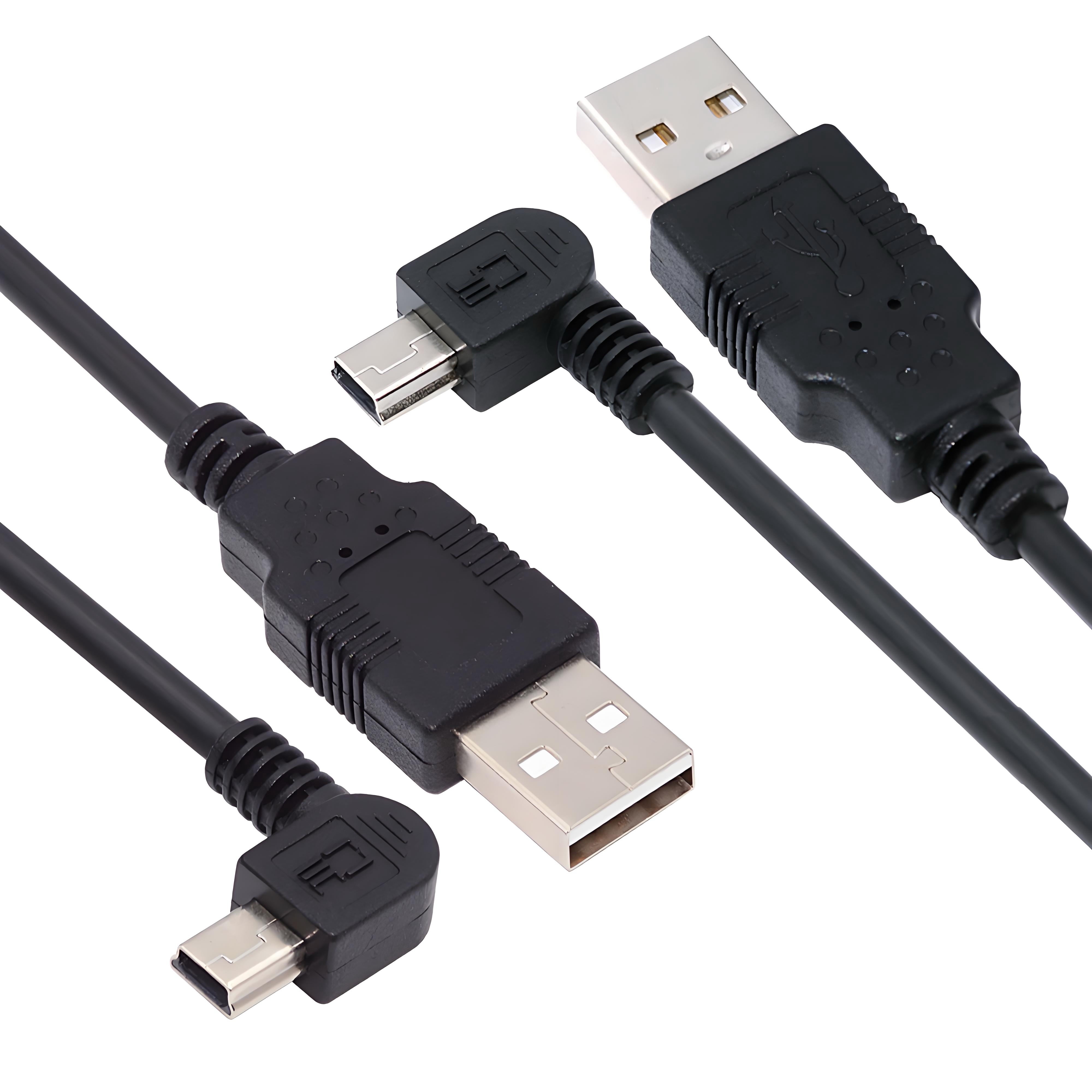 FVH 2pcs/lot Left & Right Angled Mini USB B Type 5pin Male 90 Degree to ...