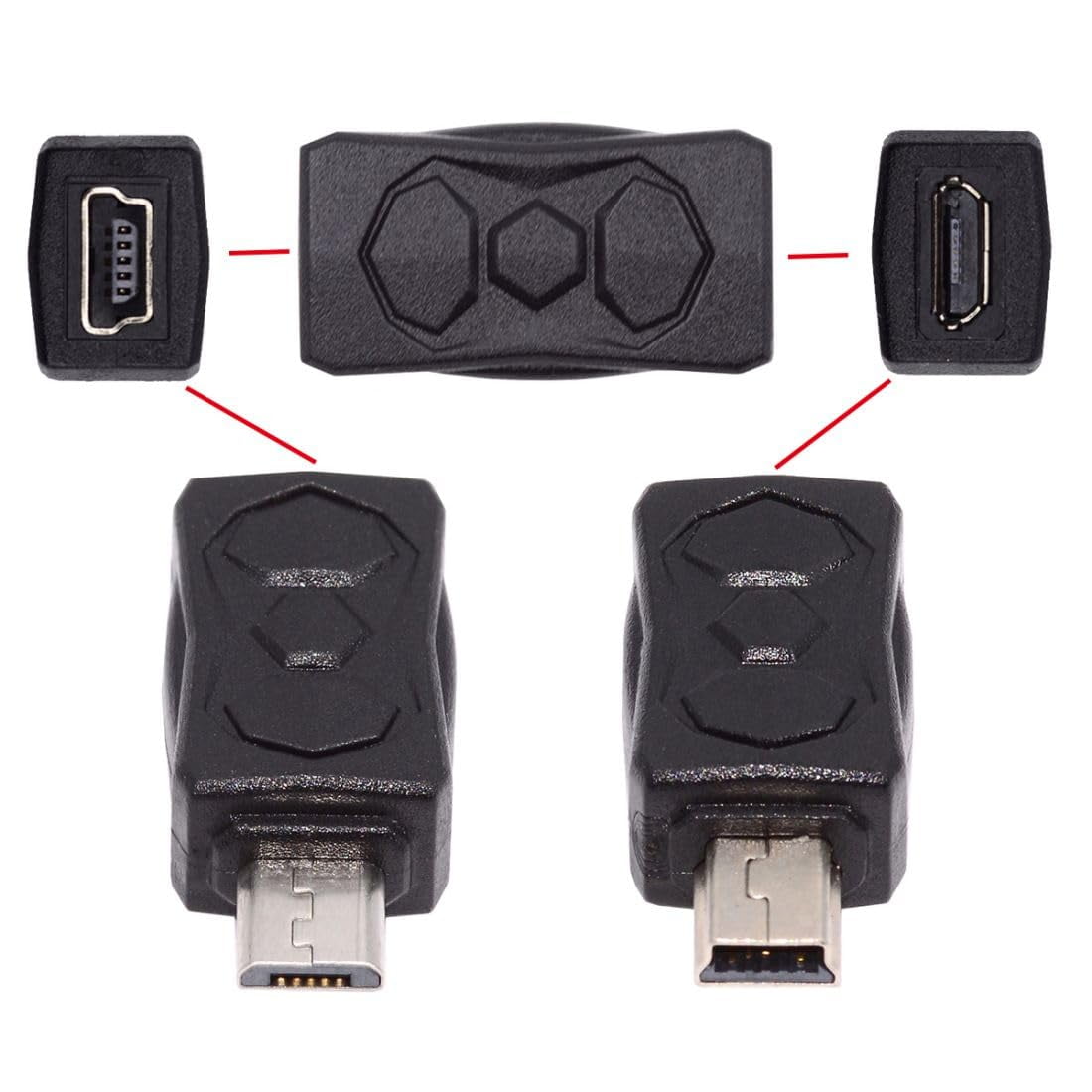 FVH 3pcs/lot Micro USB 2.0 to Mini USB 5Pin Male to Female Extension ...
