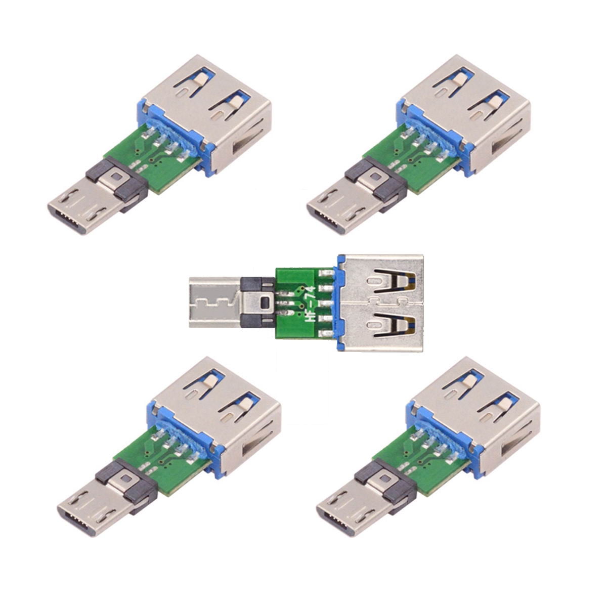FVH 5pcs/lot Micro USB 2.0 5Pin Male Connector to USB Type-A Female OTG ...