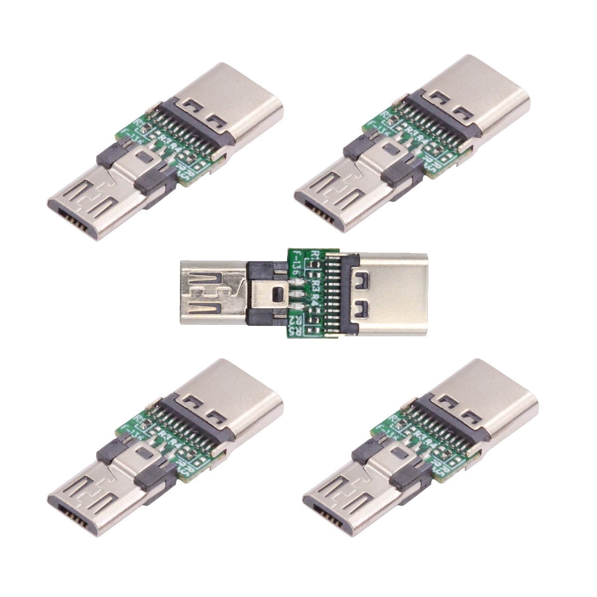 FVH 5pcs/lot Micro USB 2.0 5Pin Male Connector to USB Type-C Female ...