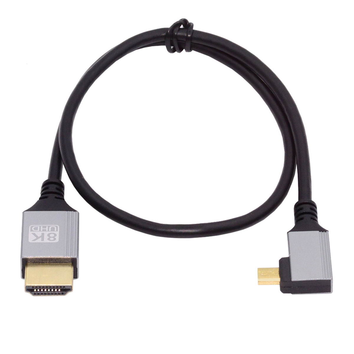 FVH 90 Degree Left Angled Micro HDMI 2.1 Ultra Thin HDTV Cable 8K 4K ...