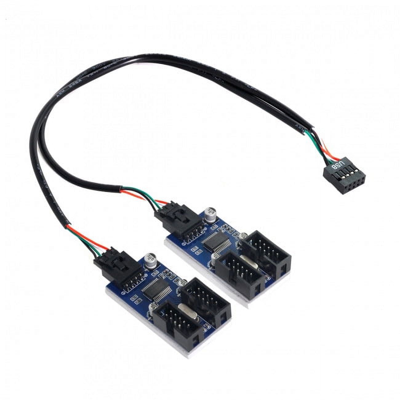 FVH 9pin USB 2.0 Header 1 to 2 / 4 Female Extension Cable HUB Connector Adapter Port Multilier ...
