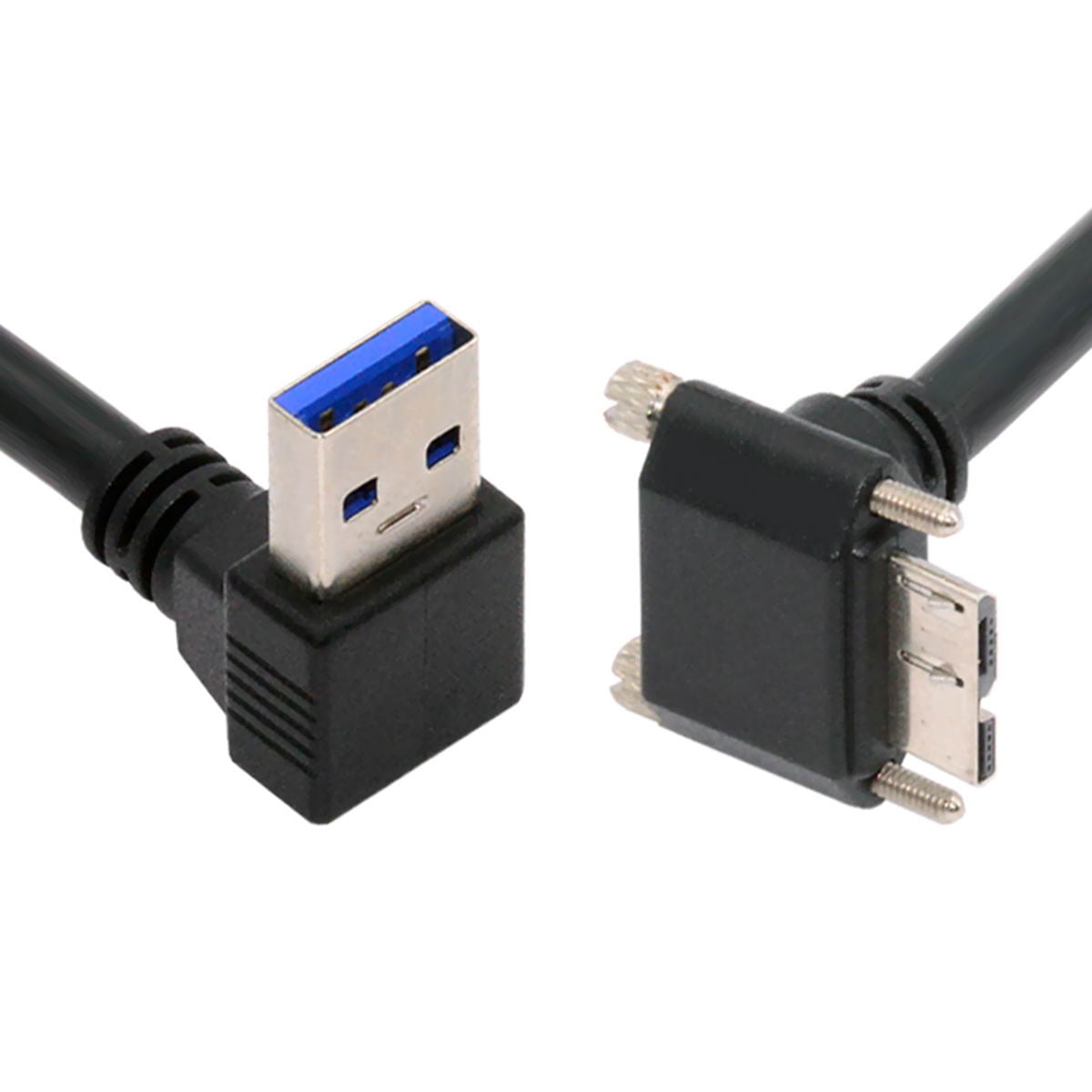 FVH Down Angled 90 Degree USB 3.0 A Male to Micro-B 3.0 Plug Down ...