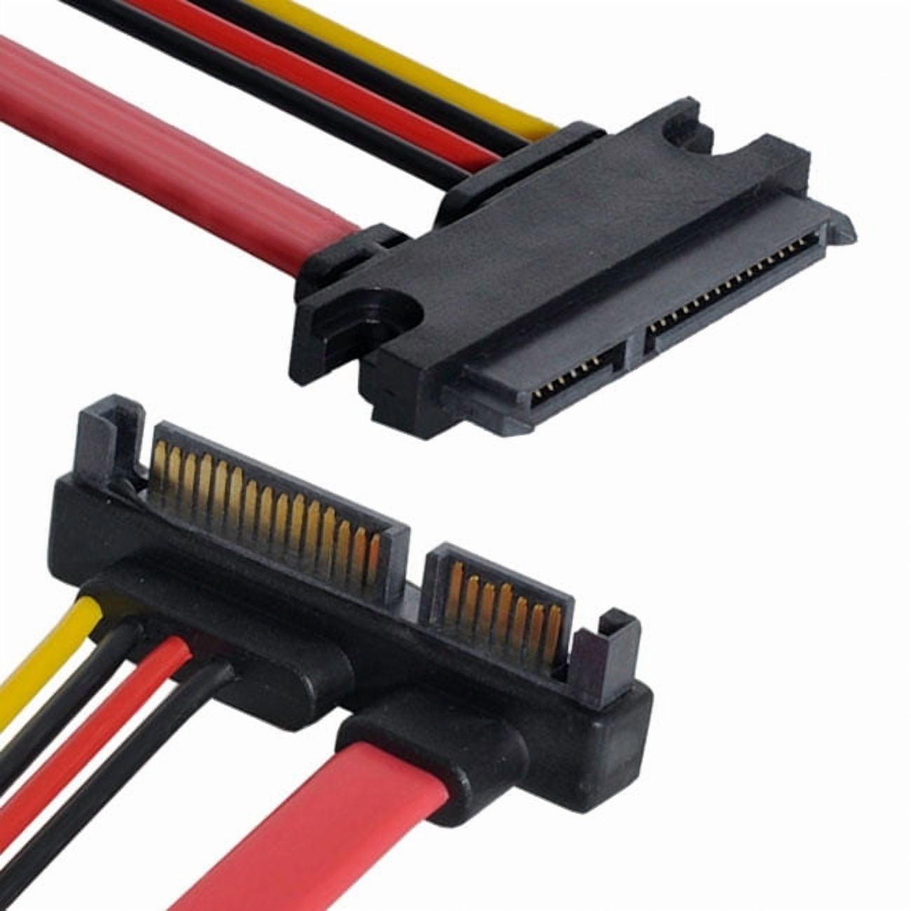 FVH Down Angled SATA III 3.0 7+15 22 Pin SATA Male to Female Data Power ...