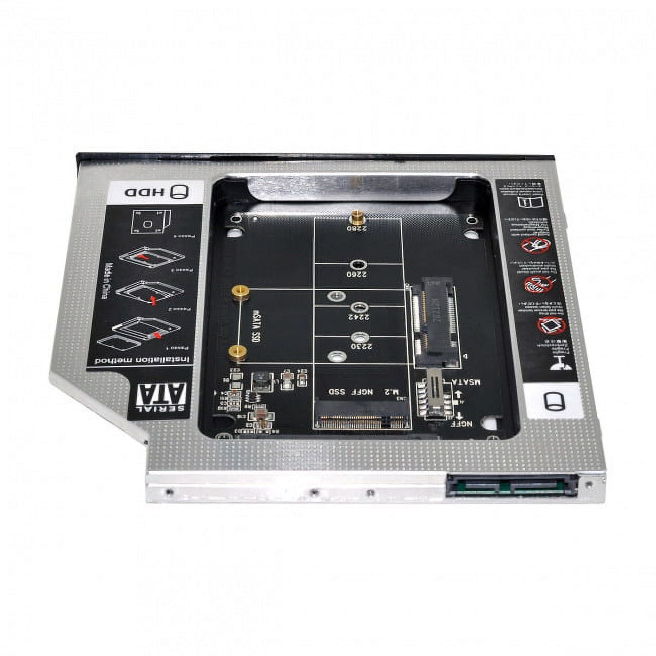 FVH MSATA NGFF B/M-key SSD to Slimline SATA 13Pin Caddy Case for 9.5mm ...