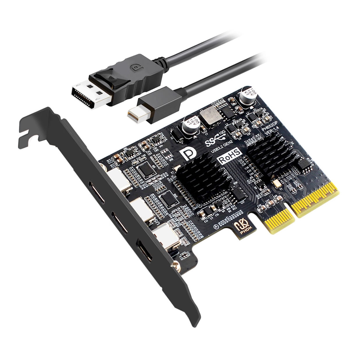 FVH PCI-E Express 4x & Mini Displayport 1.4 Input to Dual 10Gbps USB 3. ...