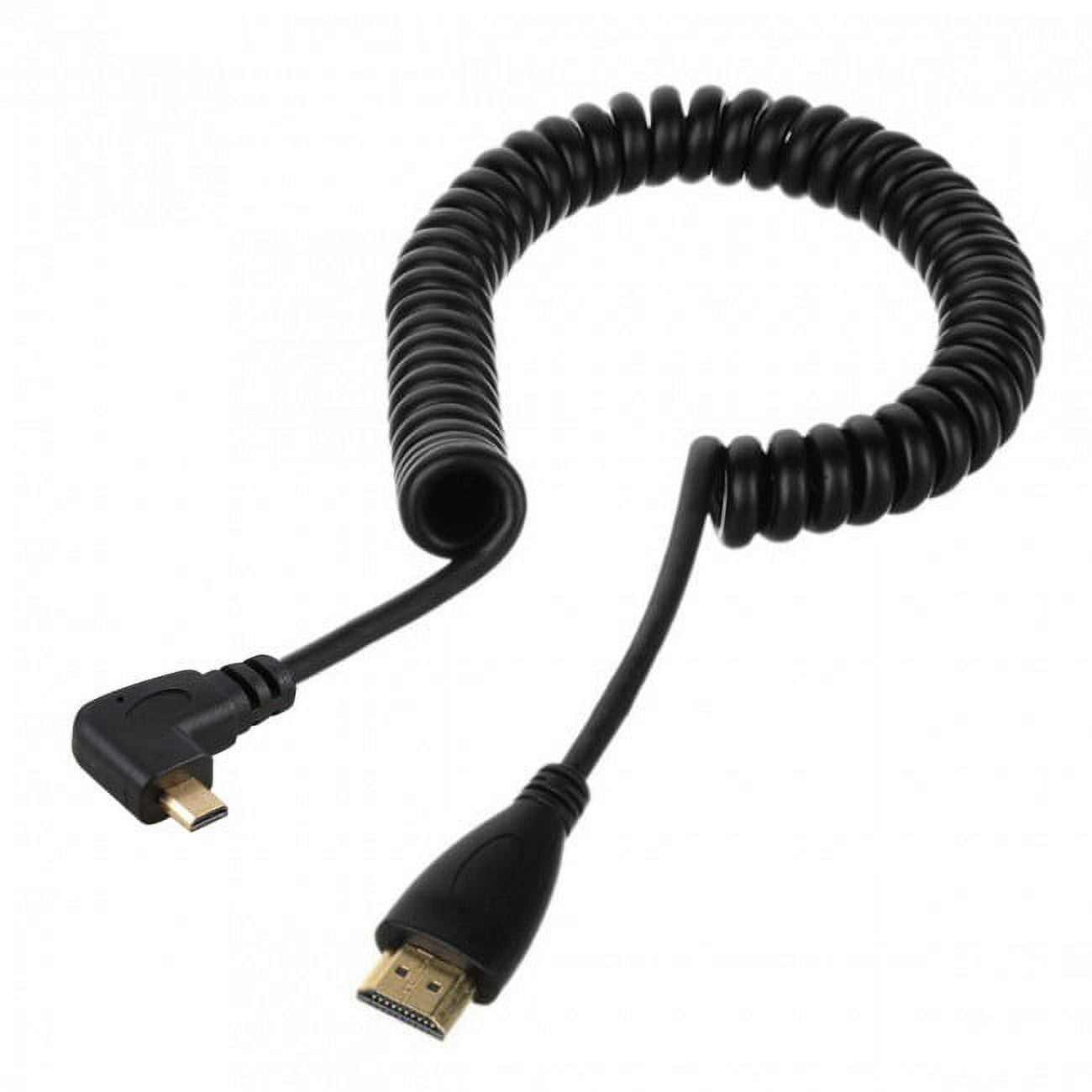 FVH Stretch Right Angled 90 Degree Micro HDMI to HDMI Male HDTV Cable ...