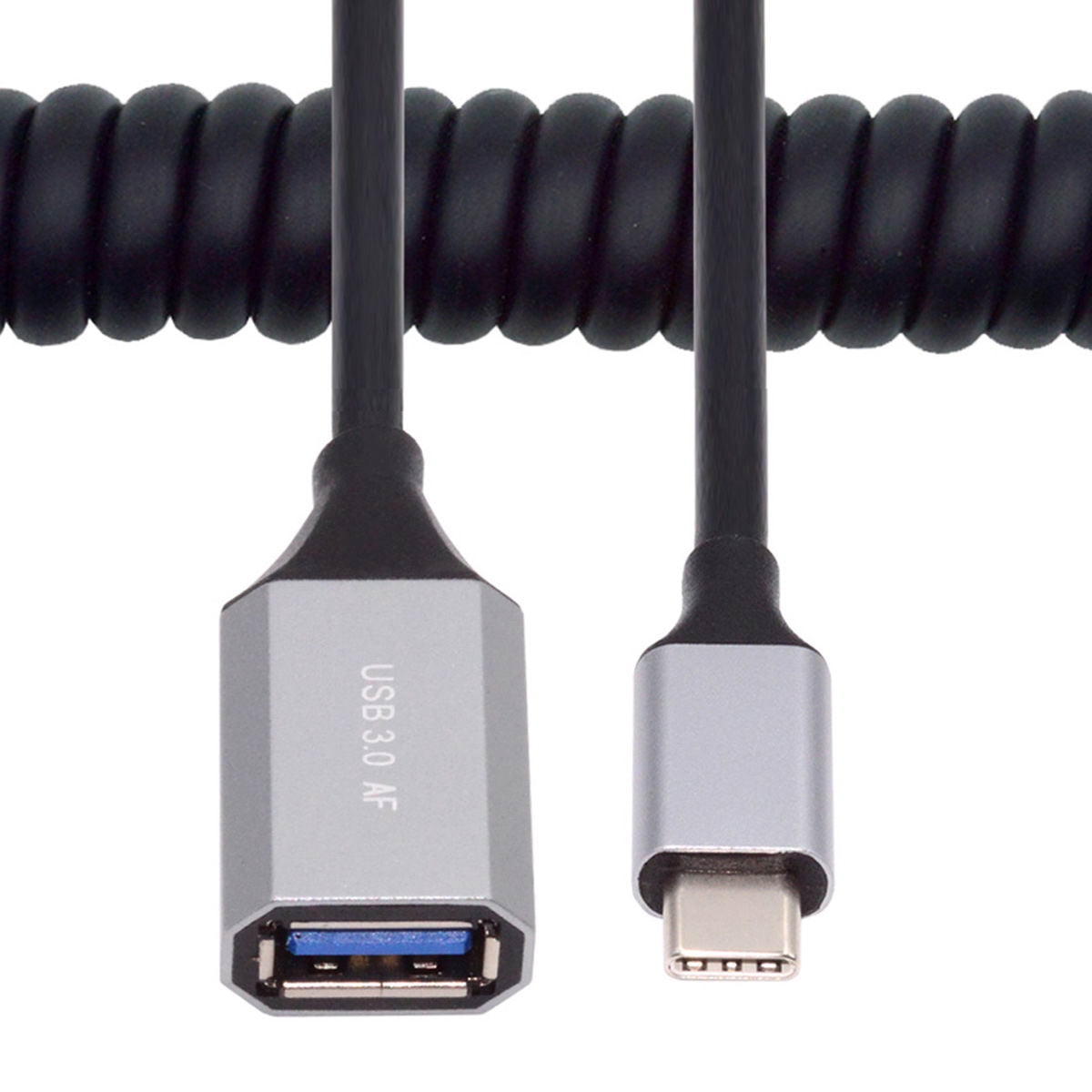 FVH USB-C Type-C Host to USB3.0-A Female OTG Stretch Coiled Cable 100cm ...