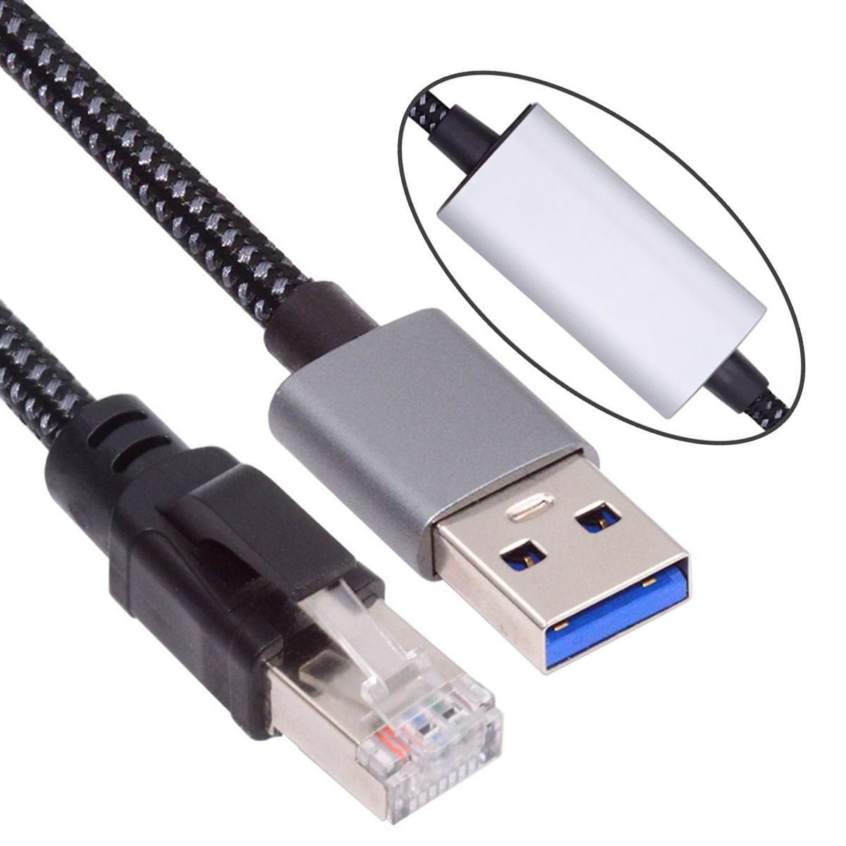 FVH USB to Ethernet Cable USB3.0 Type-A to RJ45 Male Cord Directly ...