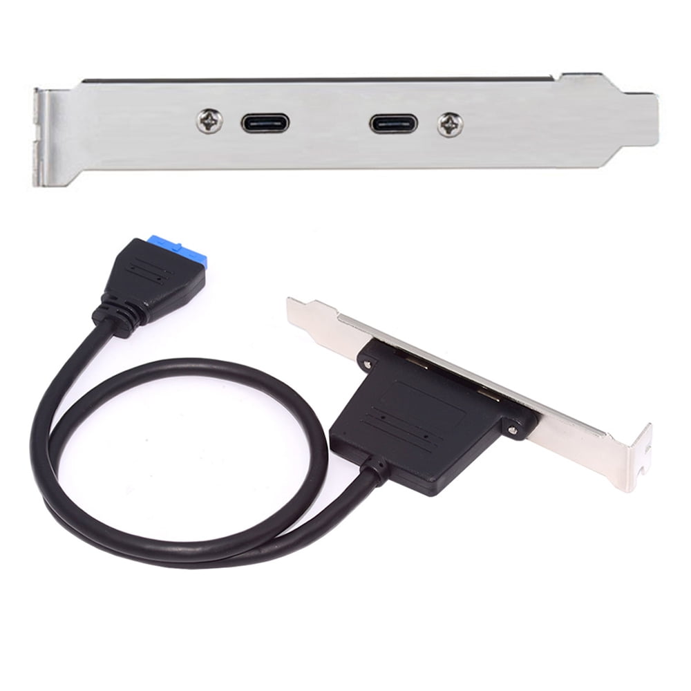 FVH USB3.0 Motherboard 19/20Pin to USB-C Type-C Dual Ports Female PCI-E Back Panel 5Gbps Cable ...