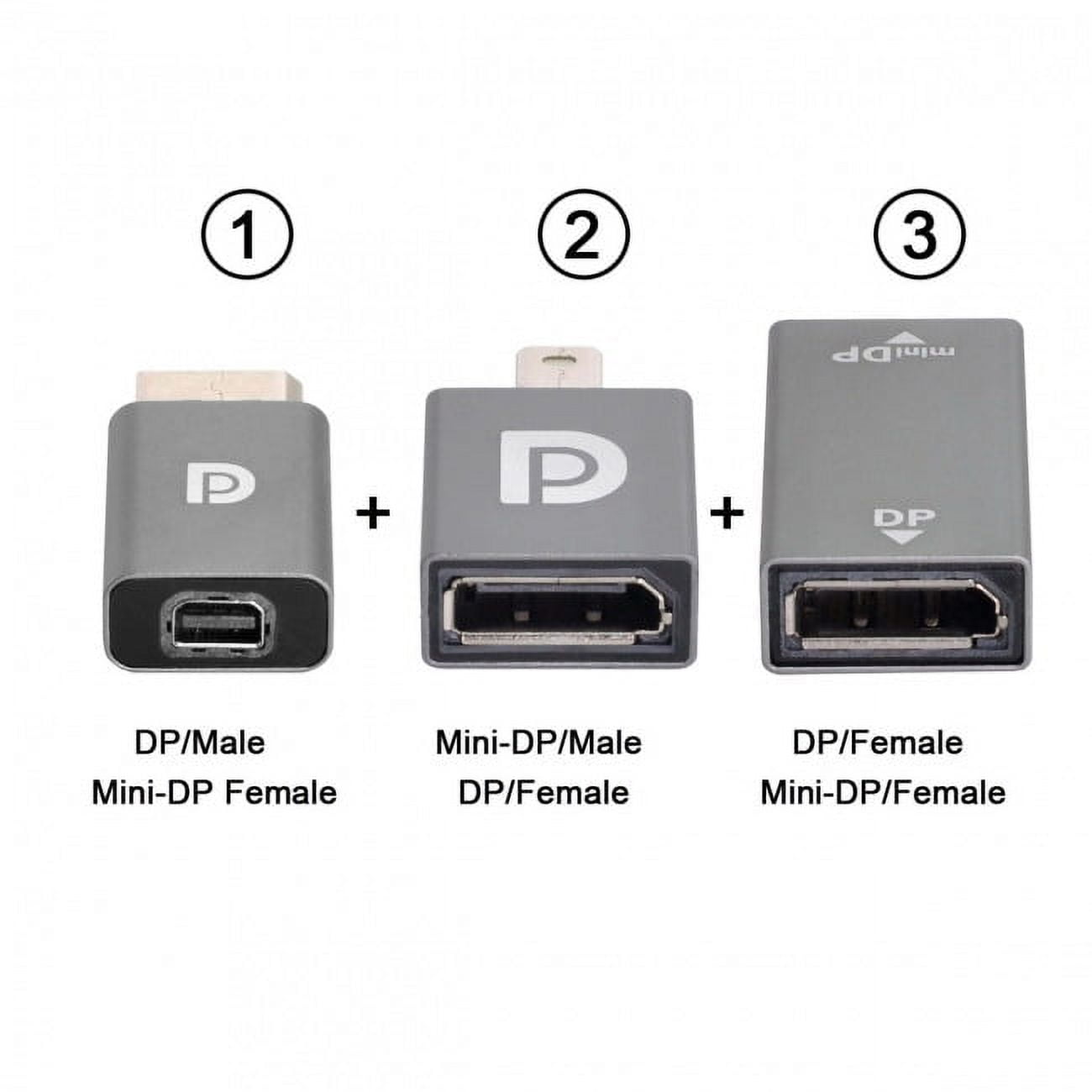 FVH, WMC-FVH-DP-033 Brand New High-Quality 3-piece Set, Mini DisplayPort 1.2 4K 60hz, Grey ...