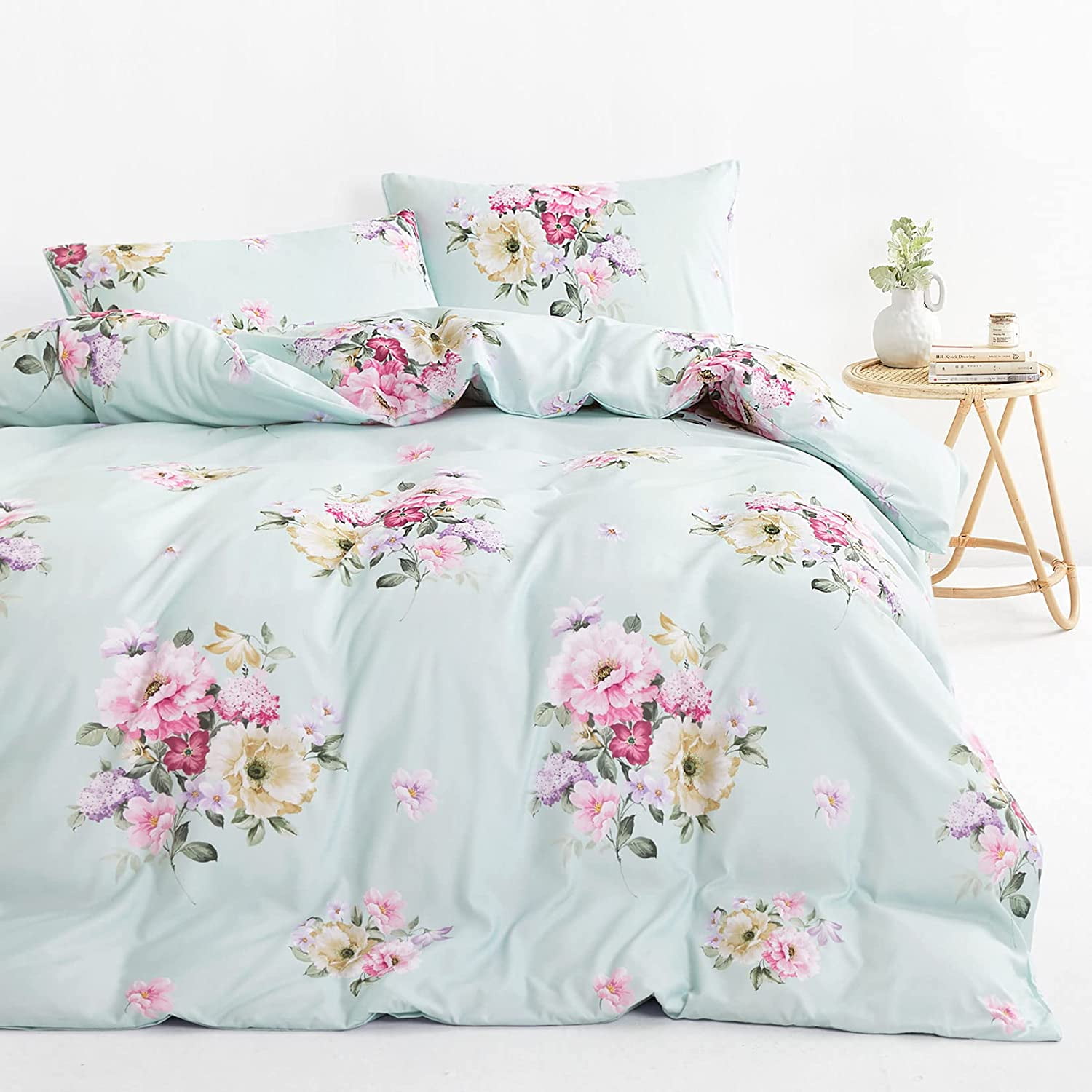 FVIBIBNIPI - Shabby Chic Comforter Set Floral Farmhouse Cottagecore ...