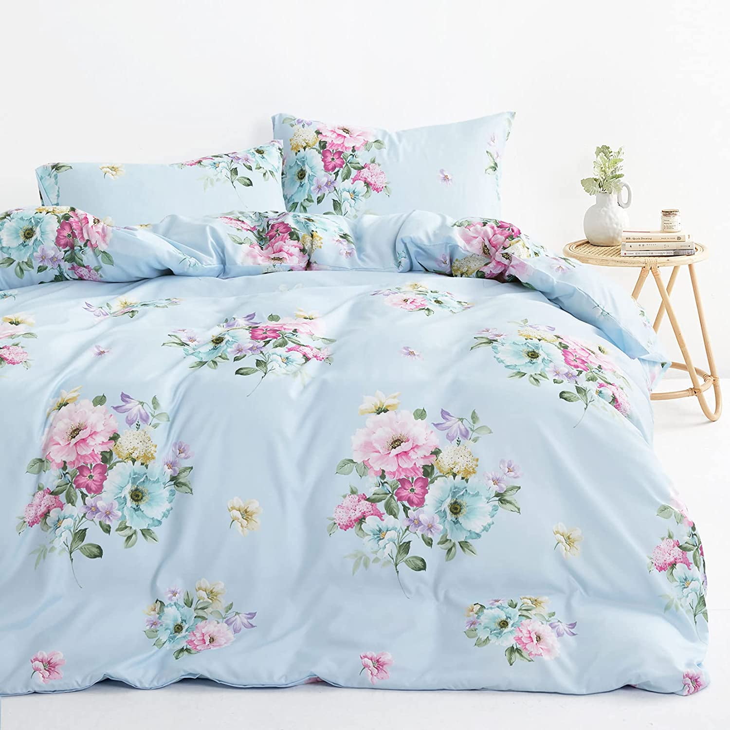 FVIBIBNIPI - Shabby Chic Comforter Set Floral Farmhouse Cottagecore ...