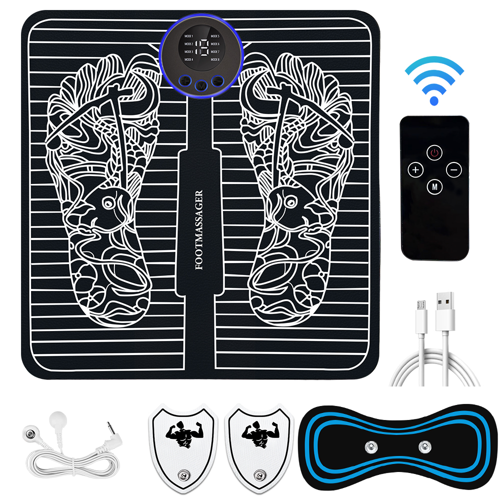 Duomishu Rechargeable EMS Foot Massager, 6 Modes, Portable Mat Pad for Pain Relief, Blood ...