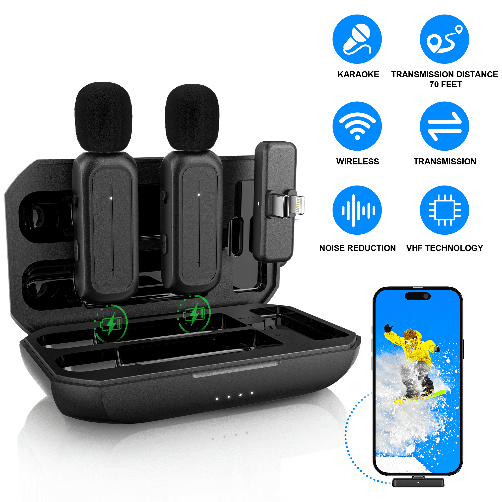 FVLOENG Microphone for iPhone iPad Android Professional Wireless ...