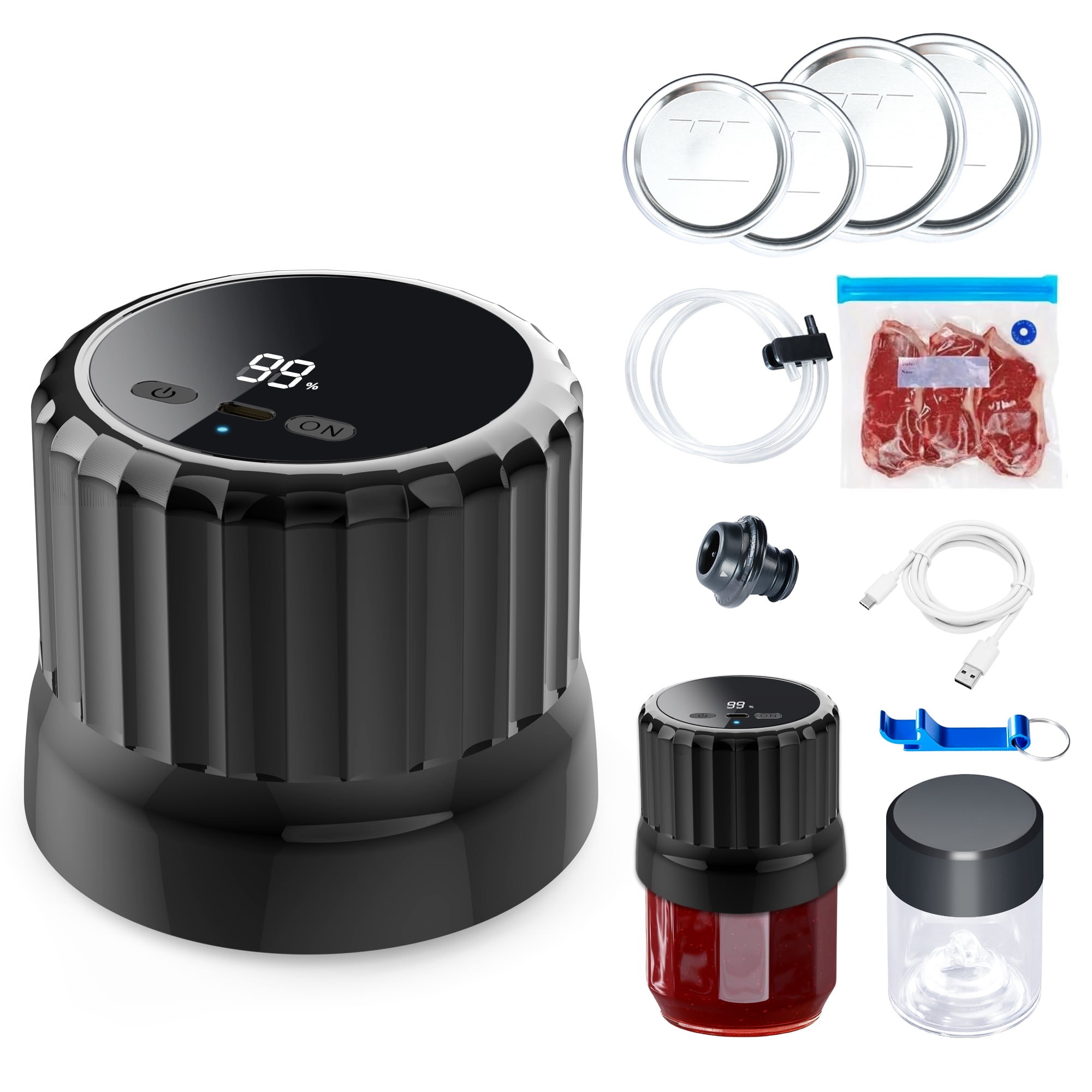 FVLOENG Vacuum Sealer Food Saver Vacuum Sealer Machine Mason Jar Vacuum Sealer-Electric Mason ...