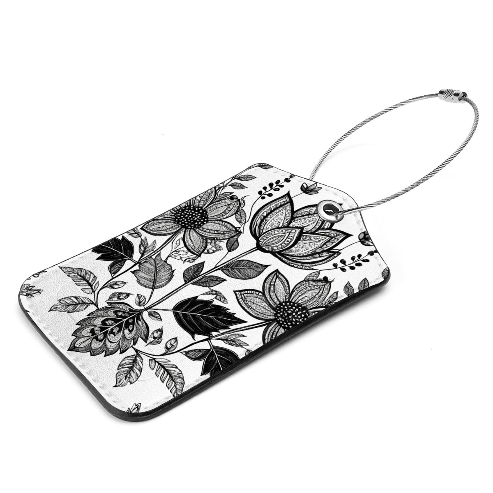 FVQL Black Floral Luggage Name Tags for Suitcases Cruise Ships,2 Pack ...
